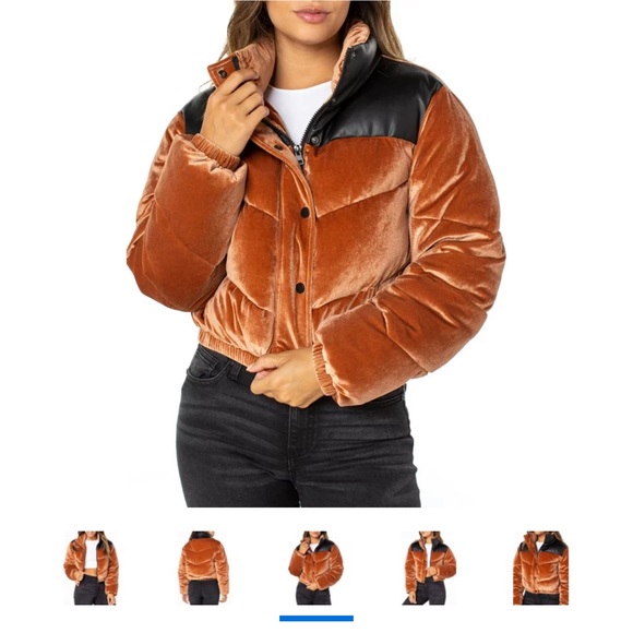 Celebrity Pink | Jackets & Coats | Caramel Brown Velvet Puffer Jacket ...